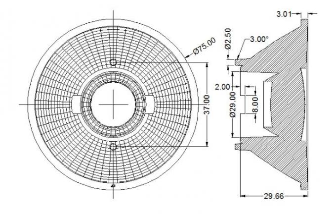 PMMA Material LED Optics Lenses 12 Degree Narrow Beam For High Power ...