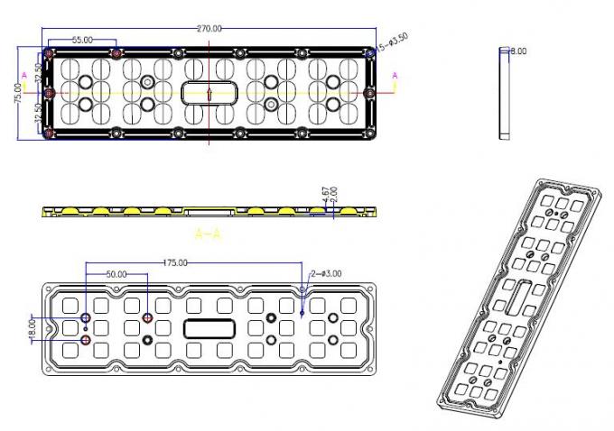 TYPE IV-S 28 LED Street Light Components Lenses With 1PC 5050 LED Chips